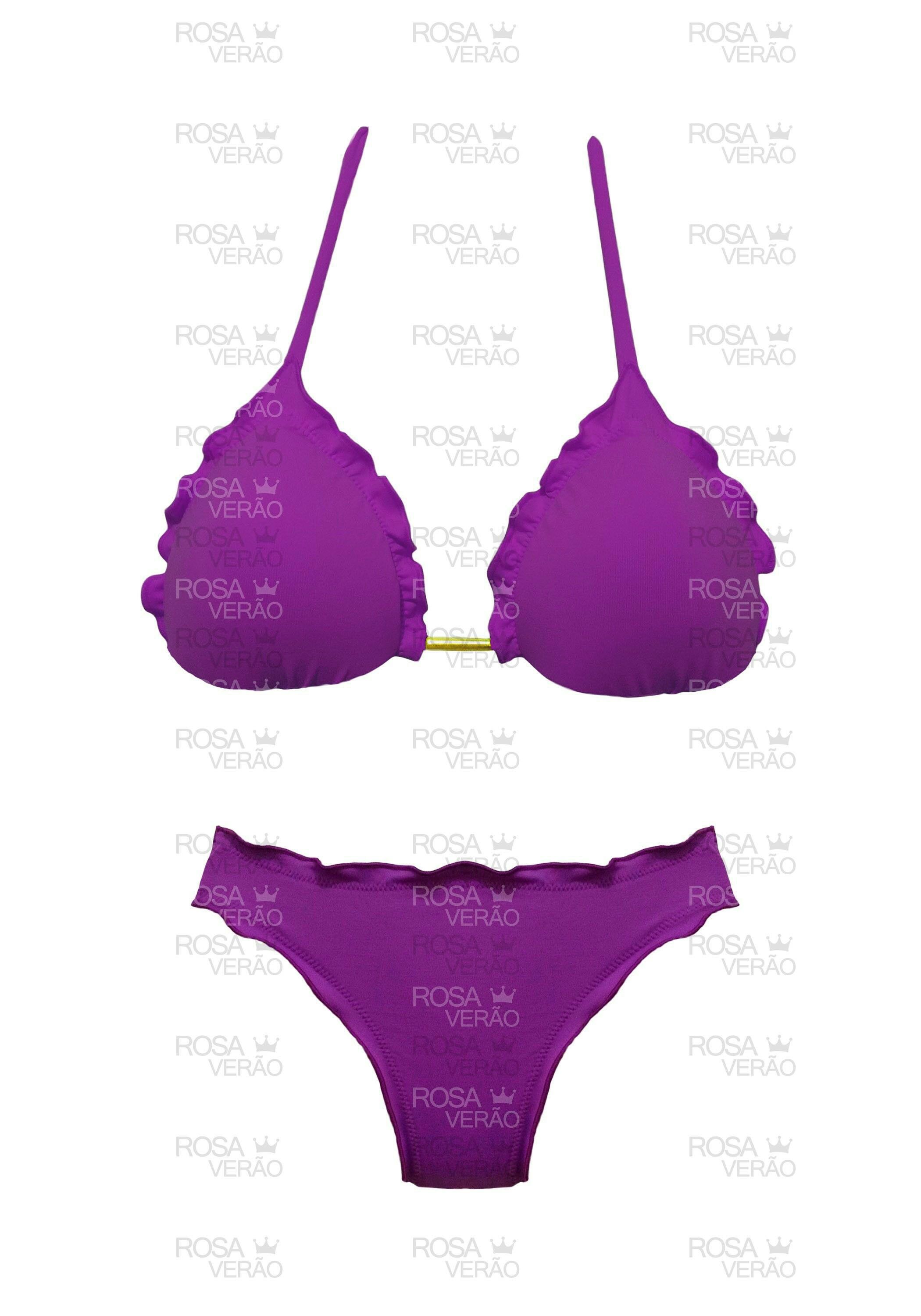 Biquíni Ripple Roxo Uva Fixo Empina Bumbum — Rosa Verão