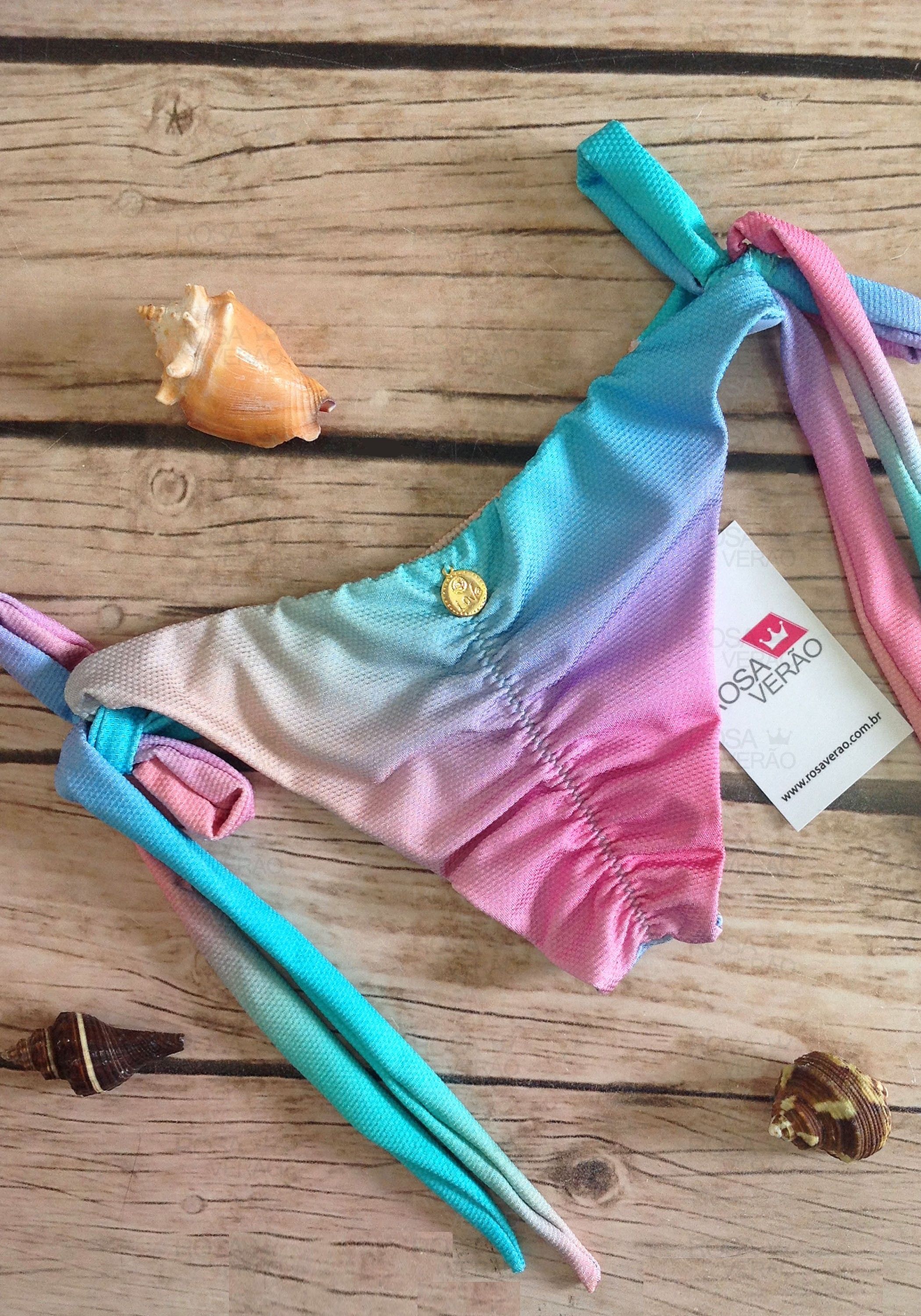 Biquíni Levanta Bumbum Cortininha Sereia Tie Dye — Rosa Verão